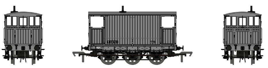 Rapido 931009 SECR 20t 6 Wheel Brake Van - no. S55371 - BR Freight Gre ...