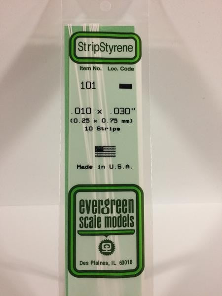 EVERGREEN 101 - .010" X .030" OPAQUE WHITE POLYSTYRENE STRIP ...